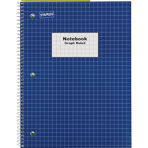 Staples® Graph Ruled 4x4 Spiral Notebook 8 X 10 1 2 Blue Staples