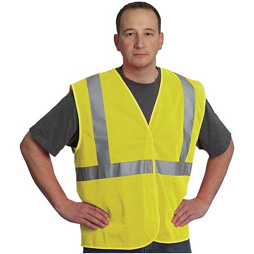 PIP High Visibility Sleeveless Safety Vest, ANSI Class R2, Yellow, 2XL ...