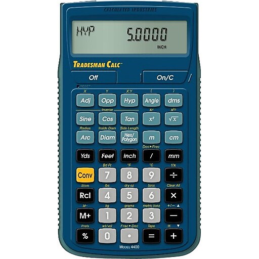 Calculated Industries Tradesman Calc (4400) Industrial Calculator, Blue ...
