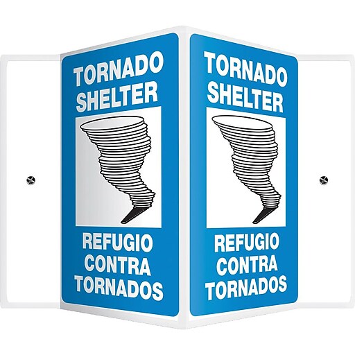 Accuform Tornado Shelter Notice Projection Sign, Black/Blue/White, 12"H ...