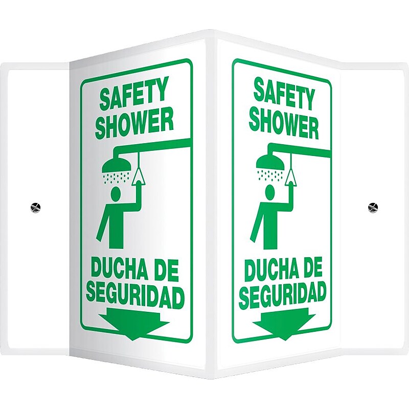 Accuform Safety Shower Projection Sign, Green/White, 12"H x 9"W ...