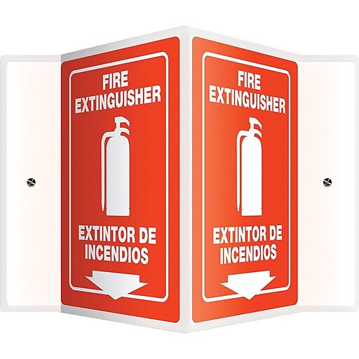 Accuform Fire Extinguisher/Extintor De Incendios Projection Sign, White ...