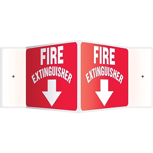 Accuform Fire Extinguisher Projection Sign, White/Red, 8"H x 12"W ...