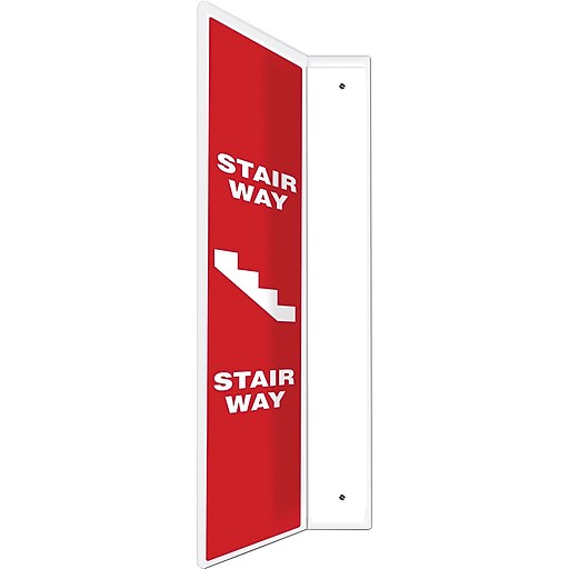Accuform Stair Way Projection Sign, White/Red, 24"H x 4"W (PSP747 ...