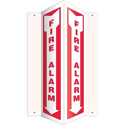 Accuform Fire Alarm Projection Sign, Red/White, 24"H x 4"W (PSP626 ...