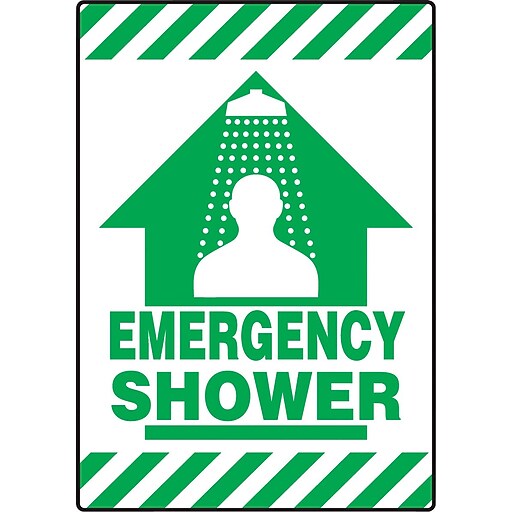 Accuform Slip-Gard EMERGENCY SHOWER Border Floor Sign, Green/White, 20 ...