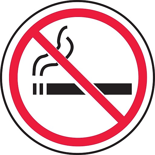 Accuform Slip-Gard No smoking Pictorial Round Floor Sign, Black/Red ...