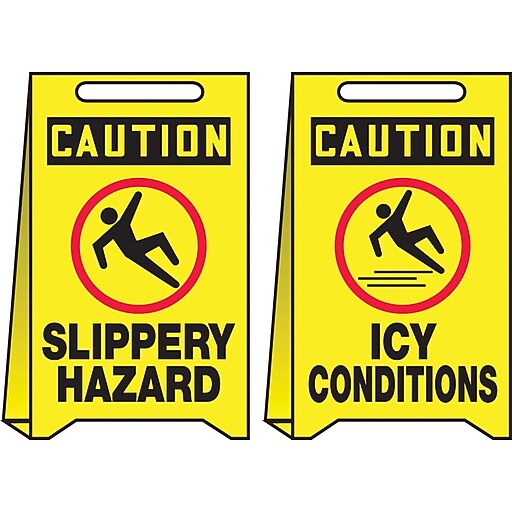 Accuform Slip-Gard CAUTION SLIPPERY HAZARD.. Reversible Fold-Ups, Red ...