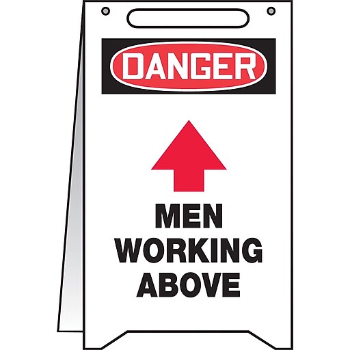Accuform Slip-Gard DANGER MEN WORKING ABOVE Fold-Ups, Red/Black/White ...