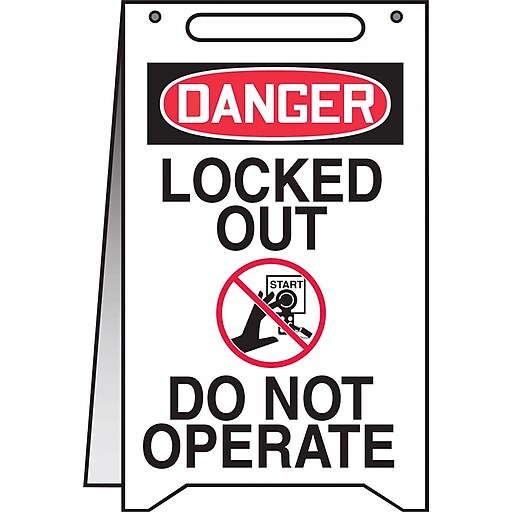 Accuform Slip-Gard DANGER LOCKED OUT DO NOT OPERATE Fold-Ups, Red/Black ...