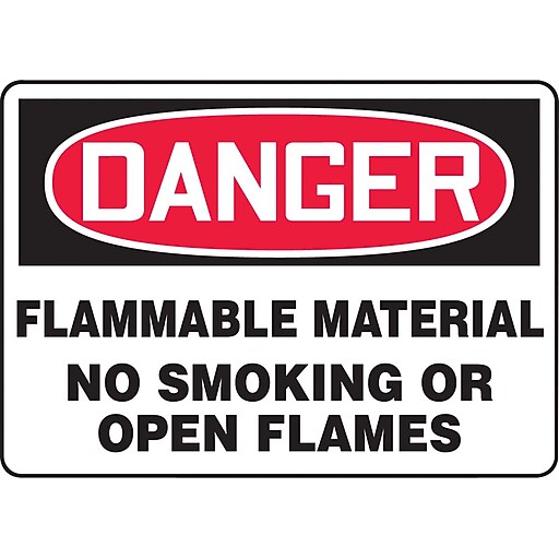 Accuform Safety Sign, DANGER FLAMMABLE MATERIAL NO SMOKING OR OPEN ...