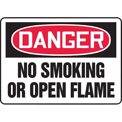 Accuform Safety Sign, DANGER NO SMOKING OR OPEN FLAME, 10" x 14 ...