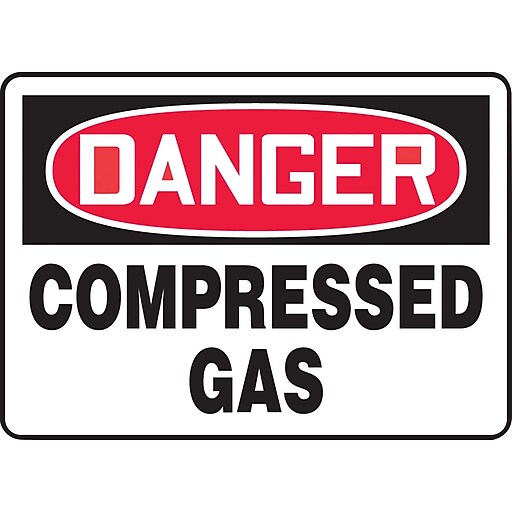 Accuform Safety Sign, DANGER COMPRESSED GAS, 10" x 14", Aluminum ...