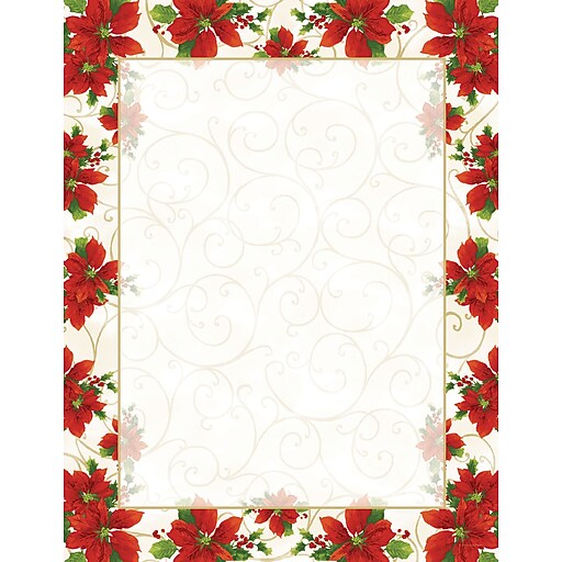 Great Papers! Holiday Stationery Poinsettia Swirl Letterhead, 80/Count ...