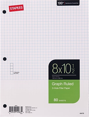 Staples® Graph Ruled Filler Paper, 8" x 10-1/2" | Staples®