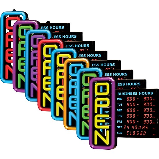 Green Light Innovations Spectrum Horizontal Digital Hours Sign | Staples