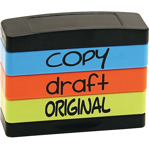 Stack Stamp Set, "Copy", "Draft", "Original", Assorted Fluorescent Ink ...