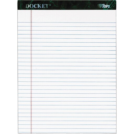 TOPS Docket Writing Pad, 8-1/2" x 11-3/4", Legal Ruled, White, 50 ...
