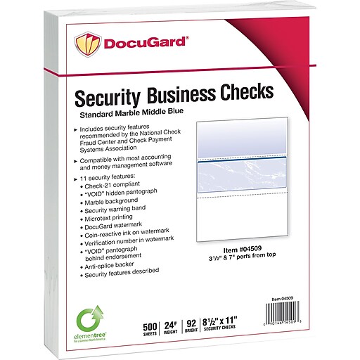 Paris DocuGard Standard 8.5" x 11" Business Security Check In Middle ...