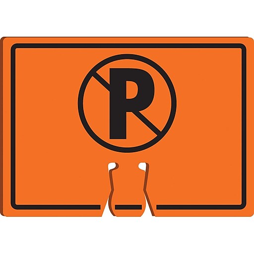 Accuform Traffic Cone Top Warning Sign, (NO PARKING SYMBOL), 10" x 14 ...