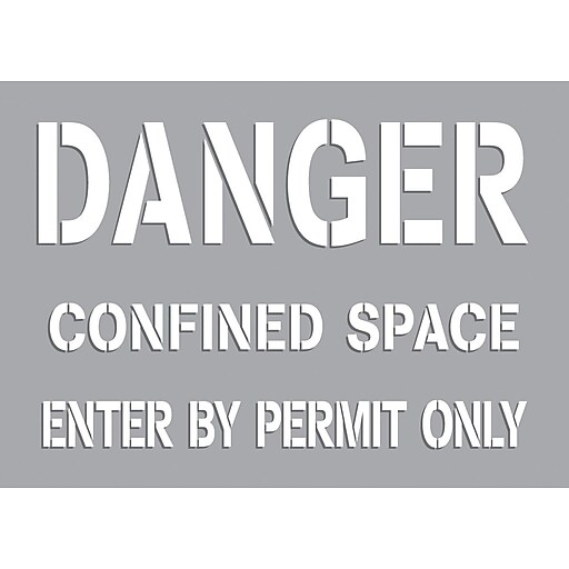 Accuform Confined Space Stencil, DANGER CONFINED SPACE ENTER BY PERMIT ...