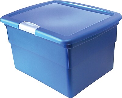 Staples® Plastic Hinged File Boxes w/Lid, Blue | Staples®