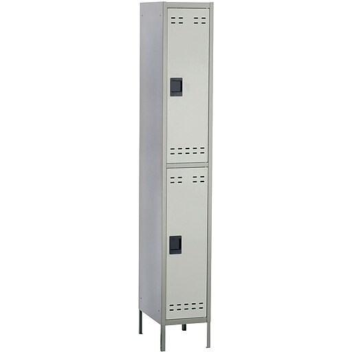 Safco® Steel Locker, Double-Tier, Gray, 78"H x 12"W x 18"D (5523GR ...