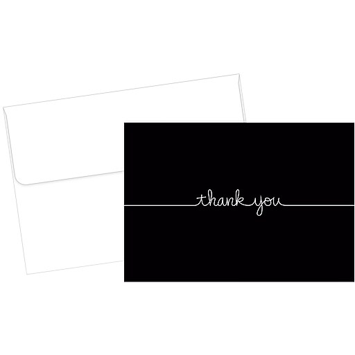 Great Papers Grace Matte Personal Thank You Notecards, Black, 50/Pack ...
