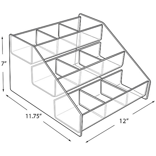 Three-Tier Counter, 9-Compartment Counter Step Display: 12"W x 11.75"D ...