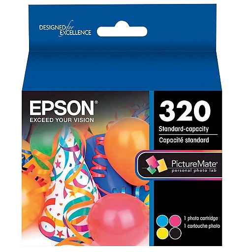Epson T320 Black/Cyan/Magenta/Yellow Standard Yield Ink Cartridge, 4 ...