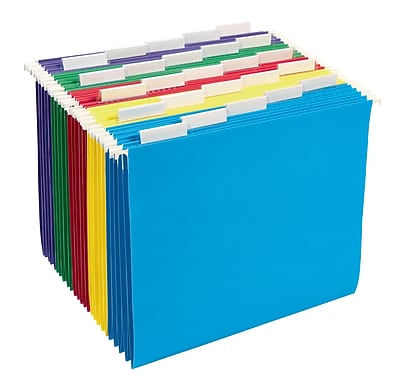 Staples® Bright Colored Hanging File Folders, 5-Tab, Letter, Assorted ...