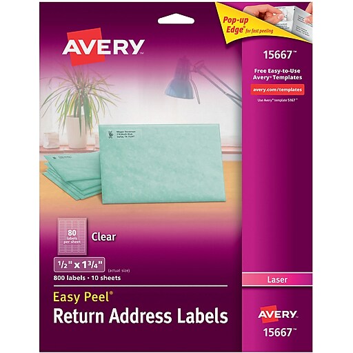 Avery® Easy Peel® 15667 Return Address Label, Clear | Staples Avery® Easy Peel® 15667 Return Address Label, Clear | Staples