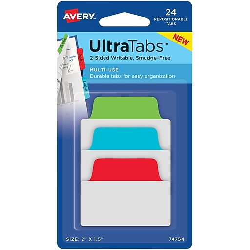 Avery UltraTabs Repositionable Multiuse Tabs, 2" x 1.5", Assorted ...