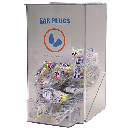 Accuform Plastic PPE Small Ear Plug Dispenser with Hinged Lid, Clear ...