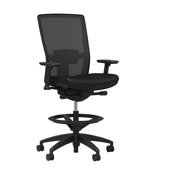 Staples Workplace Series 500 Mesh and Fabric Stool Black Adjustable Lumbar