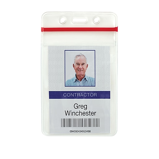 Staples Vertical Sealable ID Badge Holders, Clear, 50/Pack at Staples Staples Vertical Sealable ID Badge Holders, Clear, 50/Pack at Staples