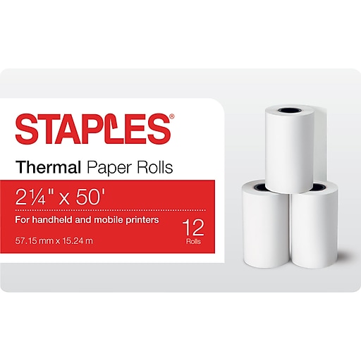Staples® Thermal Paper Rolls, 2 1/4 Staples® Thermal Paper Rolls, 2 1/4