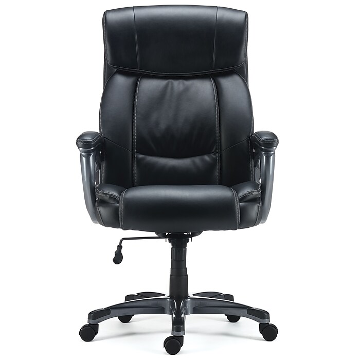 Staples Lockland Ergonomic Leather Managers Big Tall Chair 400 lb. Capacity Black 58067 Staples