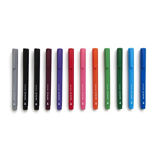 TRU RED™ Pen Permanent Markers, Fine Tip, Assorted, 12/Pack (TR54530 ...