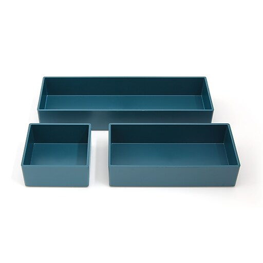 TRU RED™ 3 Piece Plastic Drawer Organizer, Teal (TR55299) | Staples