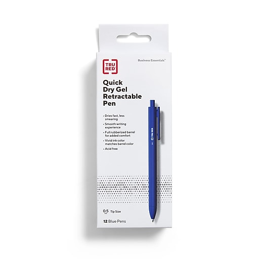 Shop Staples for TRU RED™ Retractable Quick Dry Gel Pens, Fine Point, 0 ...
