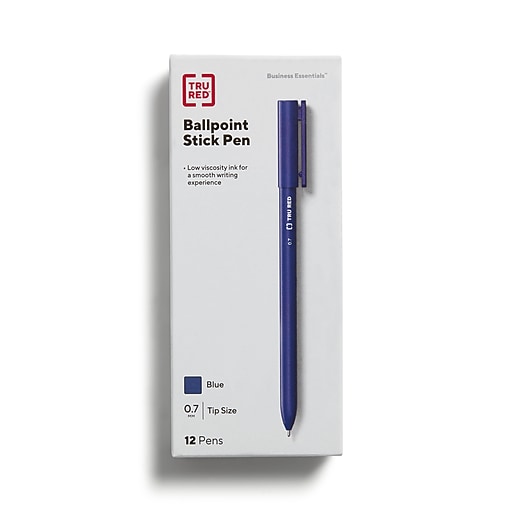 TRU RED™ Ballpoint Pen, Fine Point, 0.7mm, Blue, Dozen (52857) at Staples
