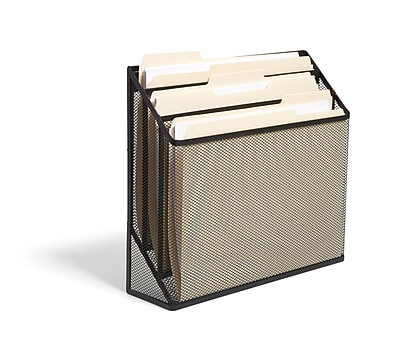 TRU REDâ?¢ 3 Compartment Wire Mesh File Organizer, Matte Black (TR57553)