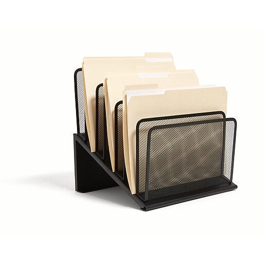 TRU RED™ 7 Compartment Wire Mesh File Organizer, Matte Black (TR57559 ...