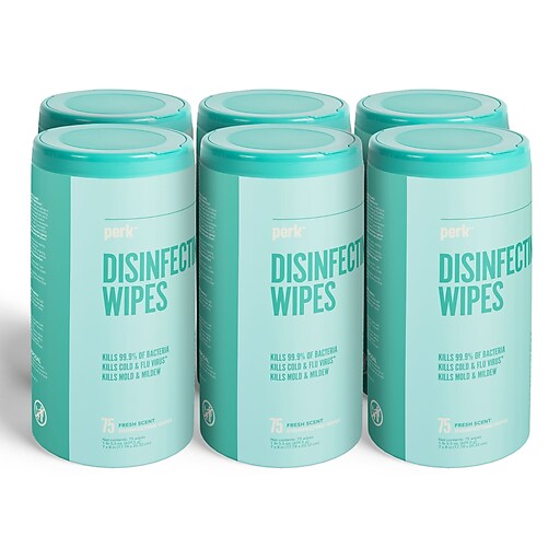 Perk™ Disinfecting Wipes, Fresh, 75 Wipes, 6/Carton (PK56664CT) at Staples