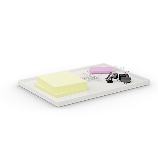 TRU RED™ Slim Stackable Plastic Tray, White (TR55265) | Staples