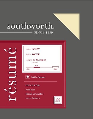 Shop Staples for SOUTHWORTH 100% Cotton Resume Paper, 8 1/2" x 11", 32 ...