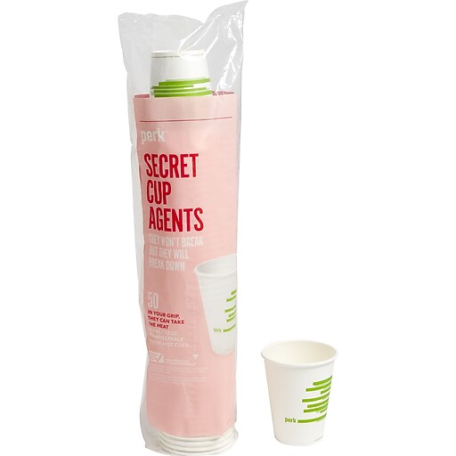 Perk™ Compostable Paper Hot Cup, 12 Oz., White/Green, 50/Pack (PK56222 ...