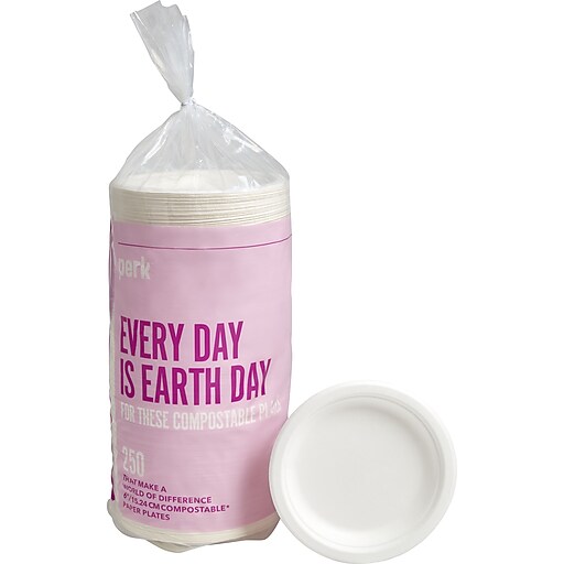 Perk™ Compostable Paper Plates, 6", White, 250/Pack (PK61286) | Staples