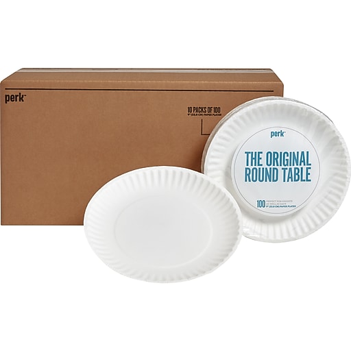Perk™ Economy Paper Plates, 9", White, 1000/Carton (PK56516CT) | Staples